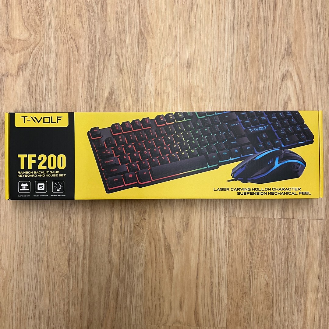 T-Wolf TF200 Rainbow Backlit Game Keyboard and Mouse Set, Computers ...