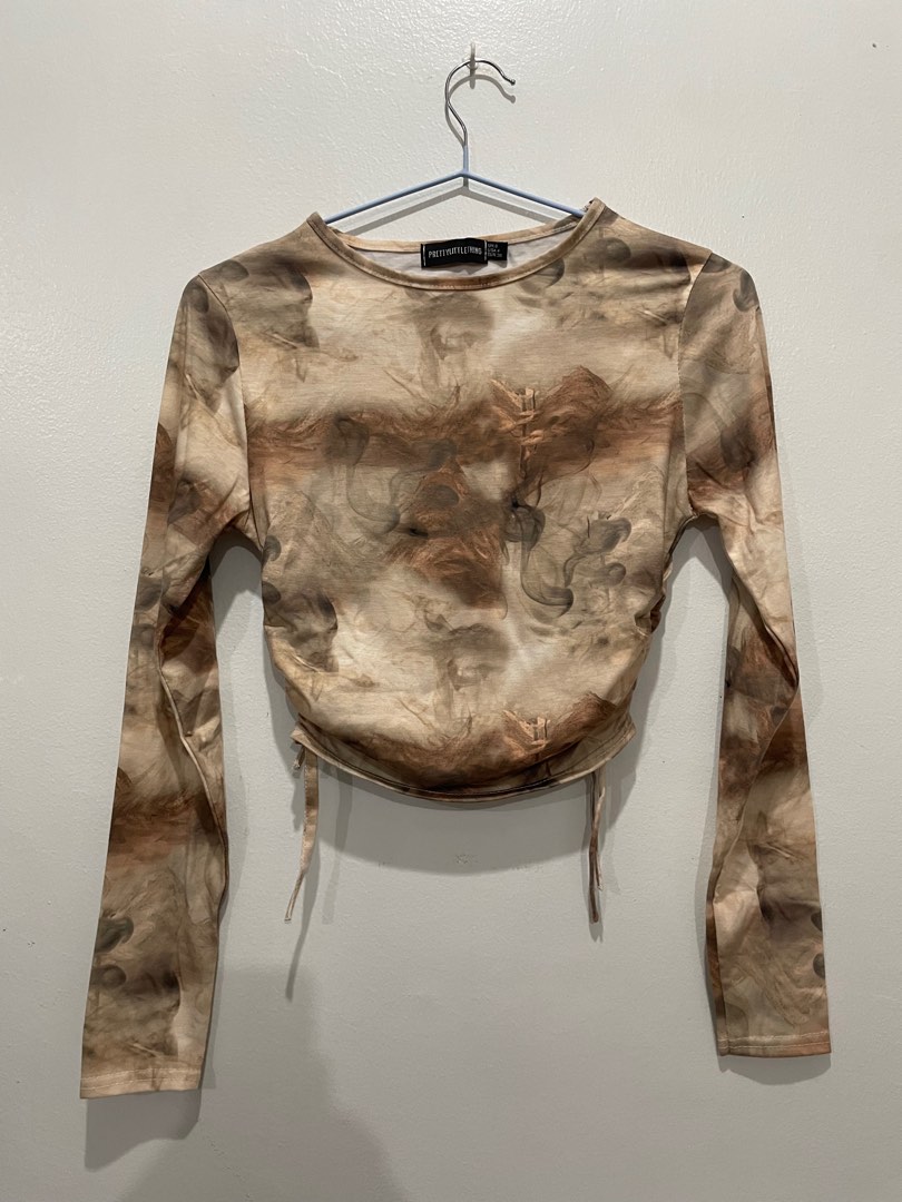 Y2K Mocha Brown Shirt Pretty Little Thing, Women's Fashion, Tops ...
