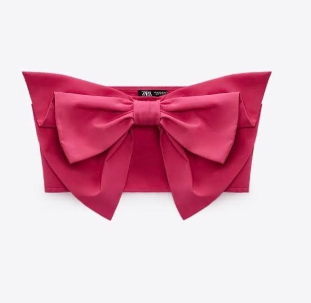 Zara Pink Bow Tube Top, Women's Fashion, Tops, Sleeveless on Carousell