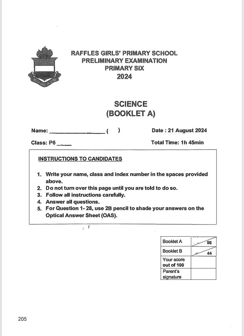 2024 PSLE prelim test paper （Science), Hobbies & Toys, Books ...