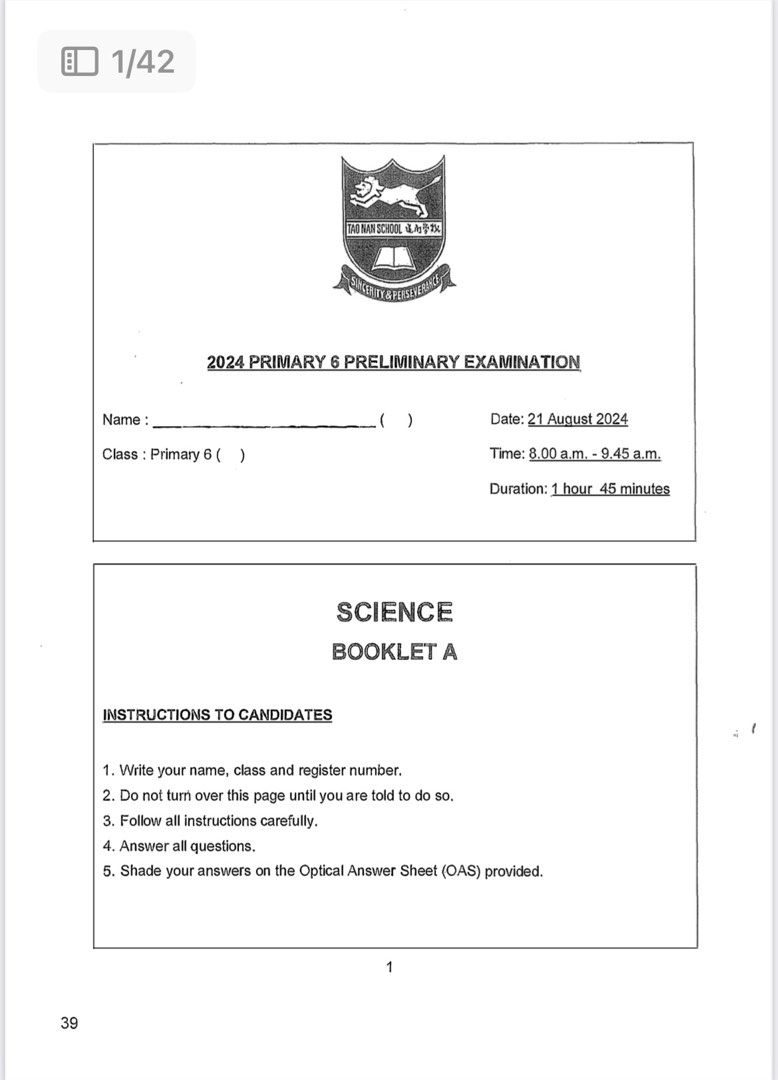 2024 PSLE prelim test paper, Hobbies & Toys, Books & Magazines ...