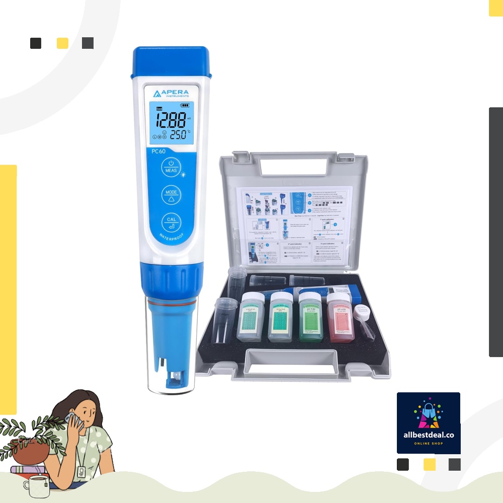 Apera Instruments AI316 Premium Series PC60 5-in-1 Waterproof pH/EC ...