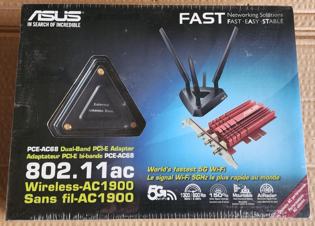 ASUS PCE-AC68 3天線WiFI 接收器 Router, 電腦＆科技, 電腦周邊及配件, Wifi及上網相關產品 - Carousell