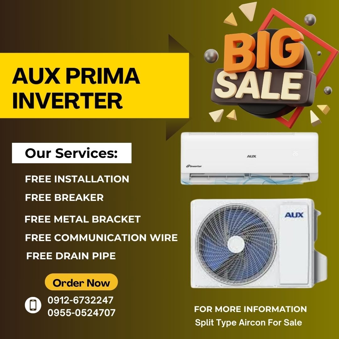 AUX PRIMA INVERTER SPLIT TYPE AIRCON FREE INSTALLATION, TV & Home ...