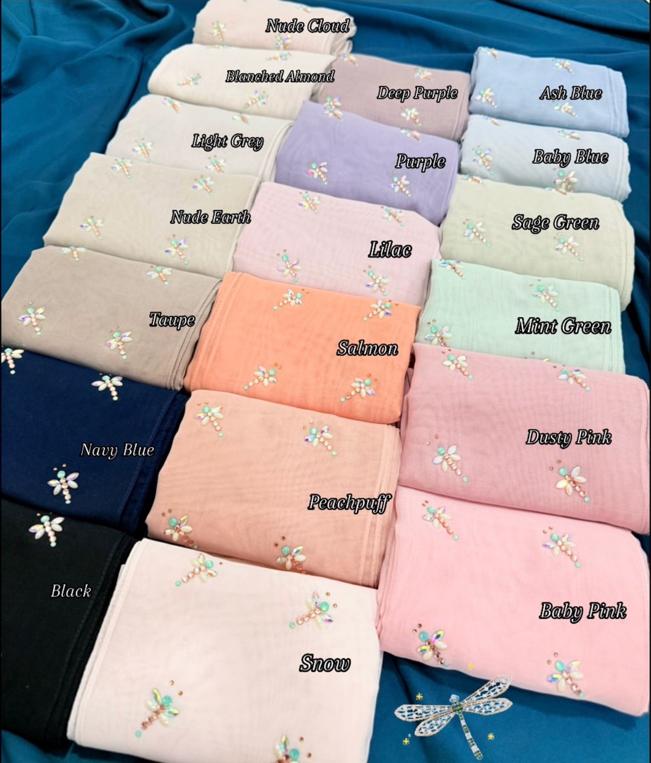 Bawal Asli Exclusive -Bawal Pepatung 9 ekor, Women's Fashion, Muslimah ...