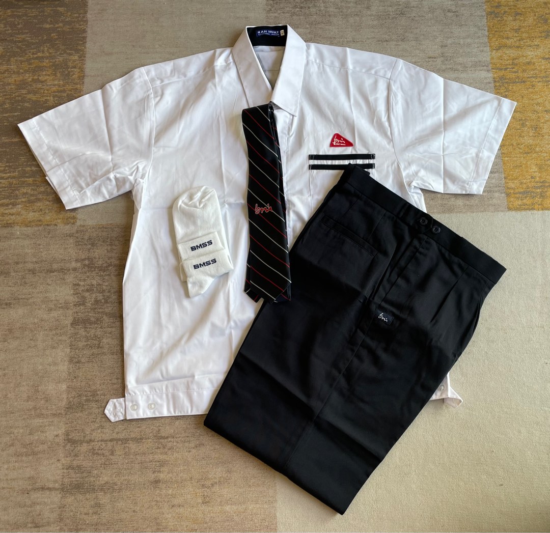 BMSS Bukit Merah Secondary School Boy Uniform, Men's Fashion, Tops ...