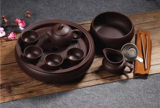 Ancient tea bowls, pottery pots, Chinese tea sets, walnut wood electric ...