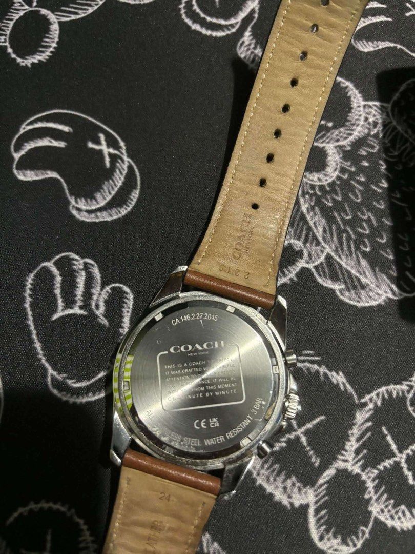 Coach 14602560 Kent Navy Blue Analog Brown Leather Chronograph Men's ...