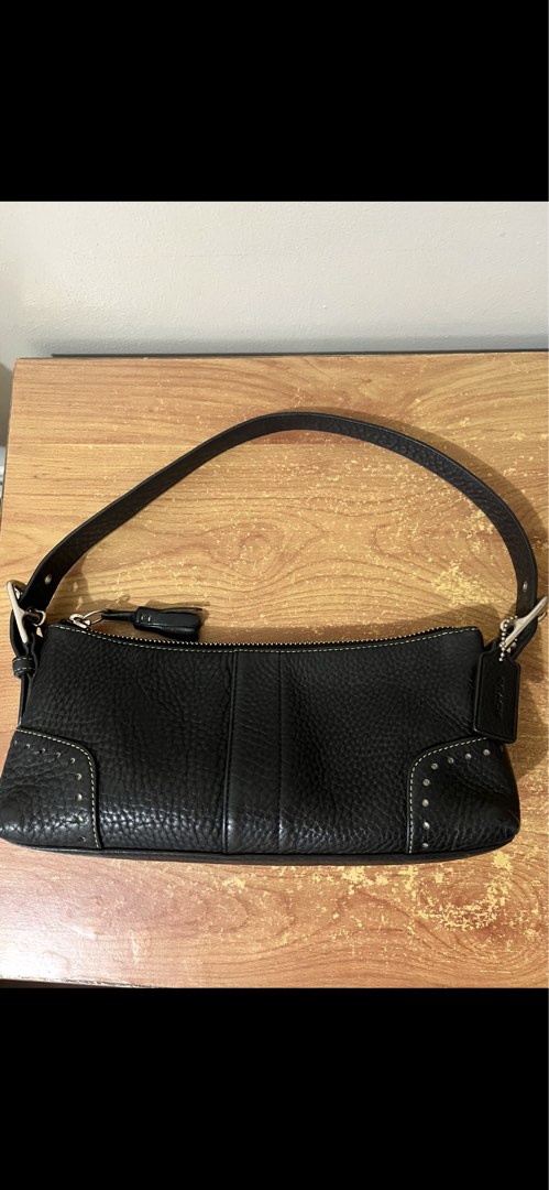 Coach Vintage Hamilton Black Pebbled Leather Baguette, Women's Fashion ...