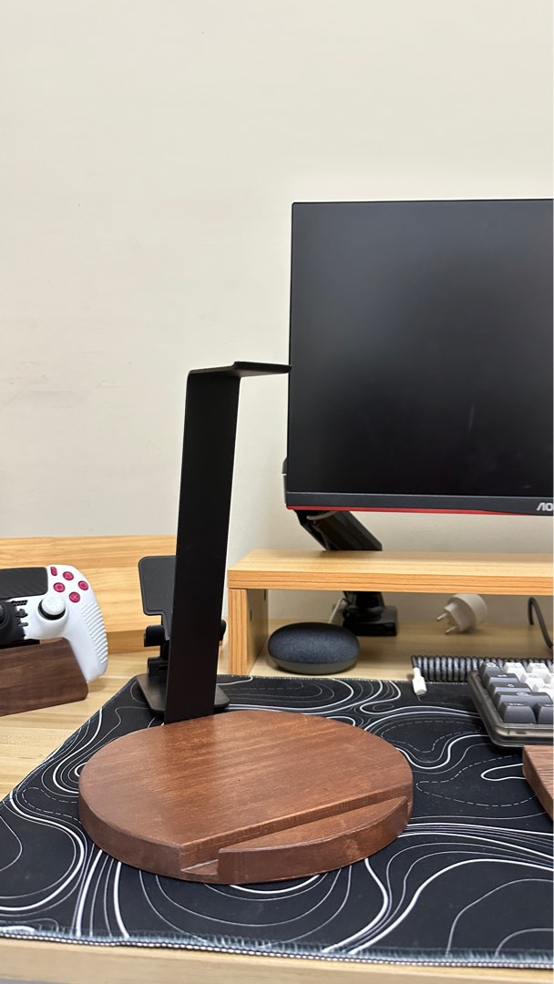 Dark Wood Headphone Stand and Keyboard Arm Rest, Audio, Headphones ...