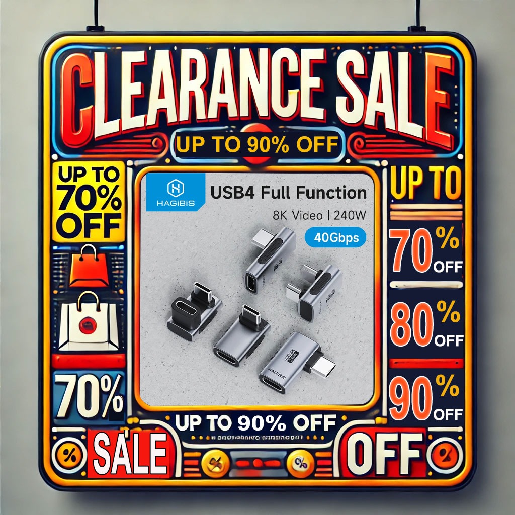 Hagibis 240W USB C to C Adapter 40Gbps 8K 60Hz 90 Degree Converter USB4 ...