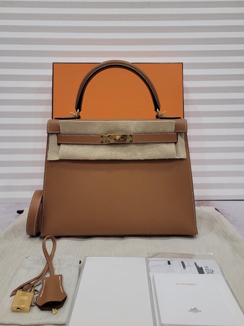 Kelly 28 K28 gold madame ghw stamp Z complete set, Barang Mewah, Tas ...