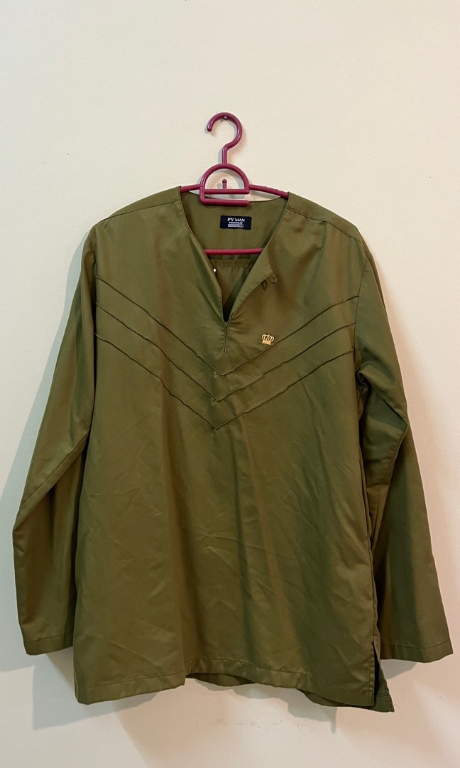 Kurta Primavalet in Army Green, Men's Fashion, Muslim Wear, Tops on ...