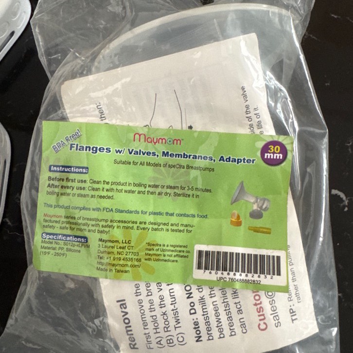 Maymom flanges w values, membranes, adapter 30mm, Babies & Kids ...