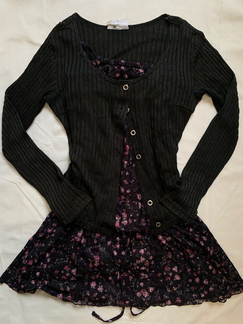 Midnight set | Sawako| Mori kei| Fairycore | Floral dress |floral set ...