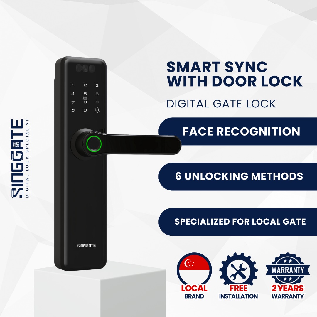 Mortise Metal Gate Lock with 3D face + Video Calling Functions ...