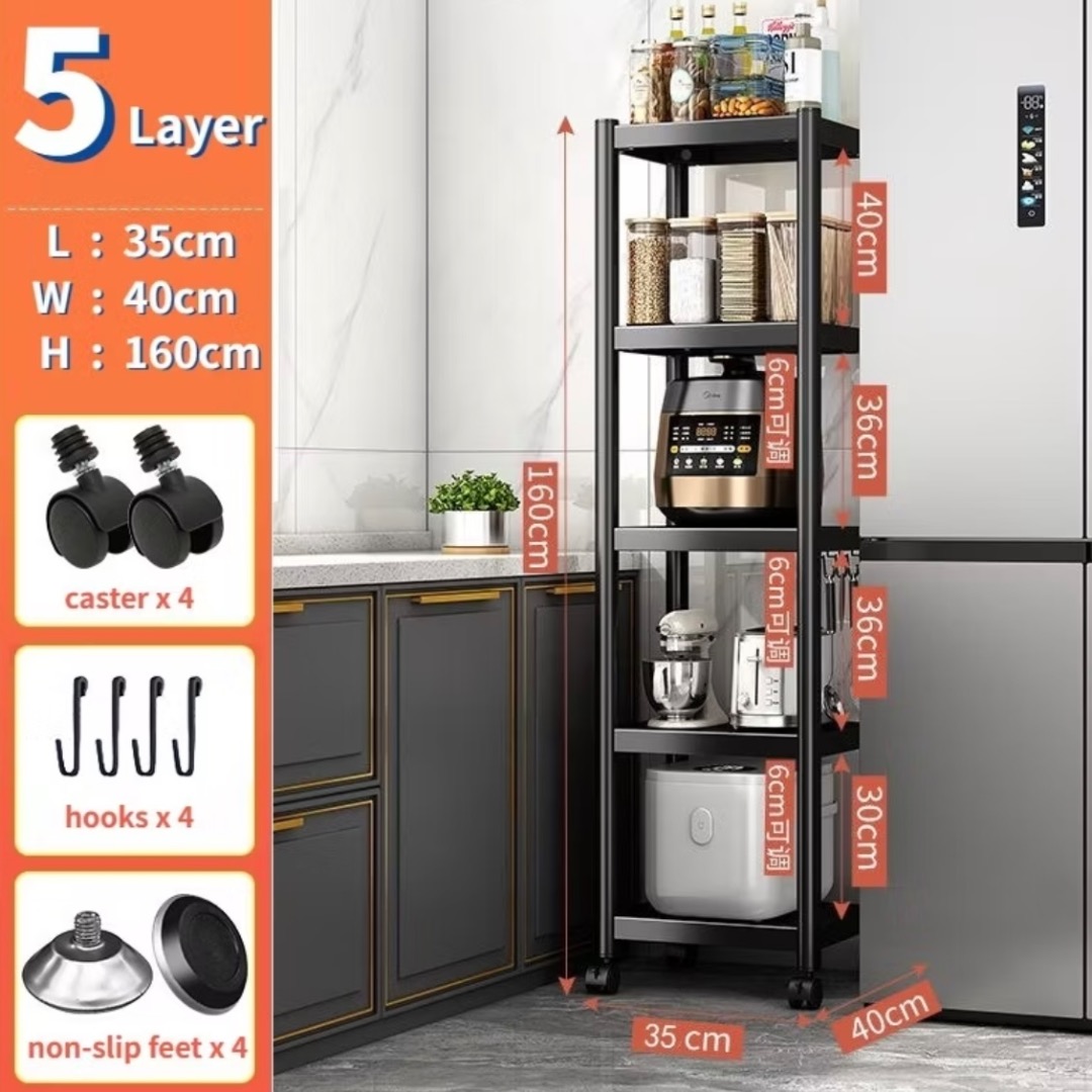 Narrow Metal Kitchen Shelf | Movable Multilayered Kitchen Organiser ...