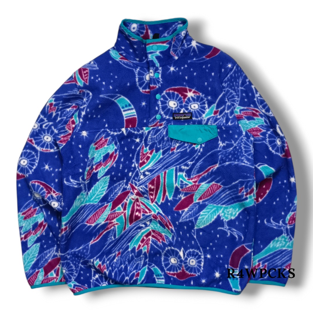 PATAGONIA SYNCHILLA SNAP T FLEECE RARE OWL CREATURE PATTERN PULLOVER ...