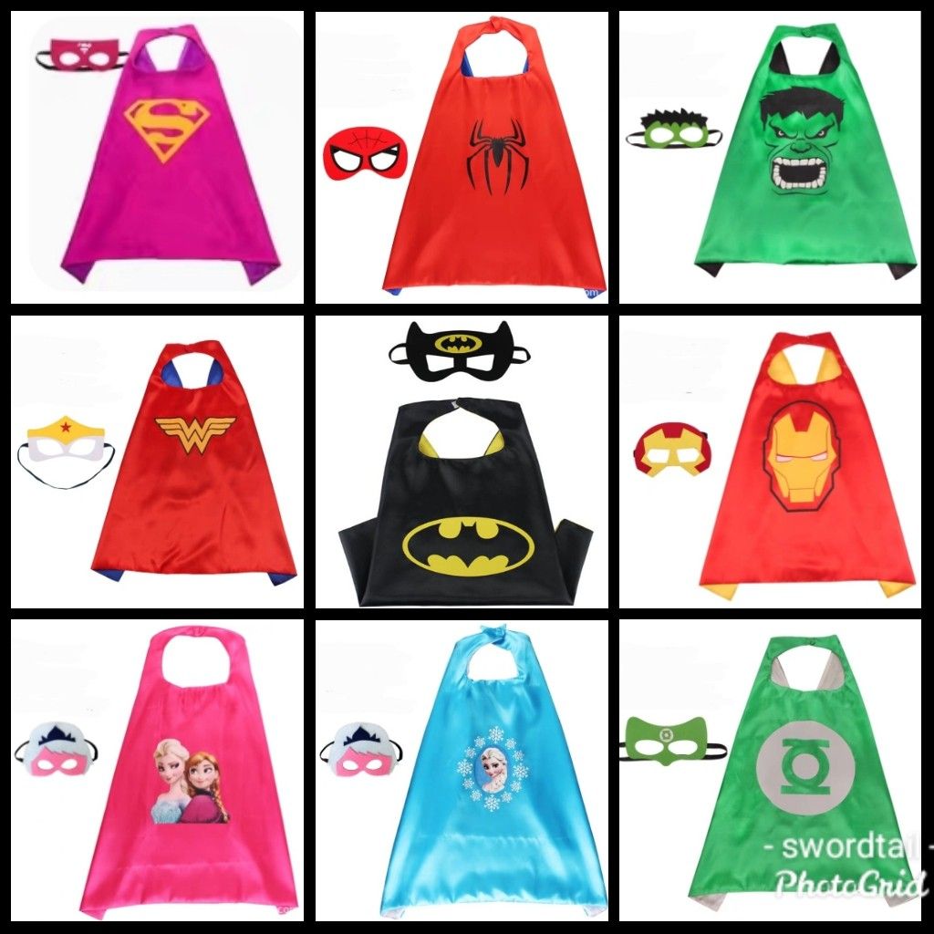 [Ready stock] Kids Superhero cape with mask. Hulk, Spiderman, Batman ...