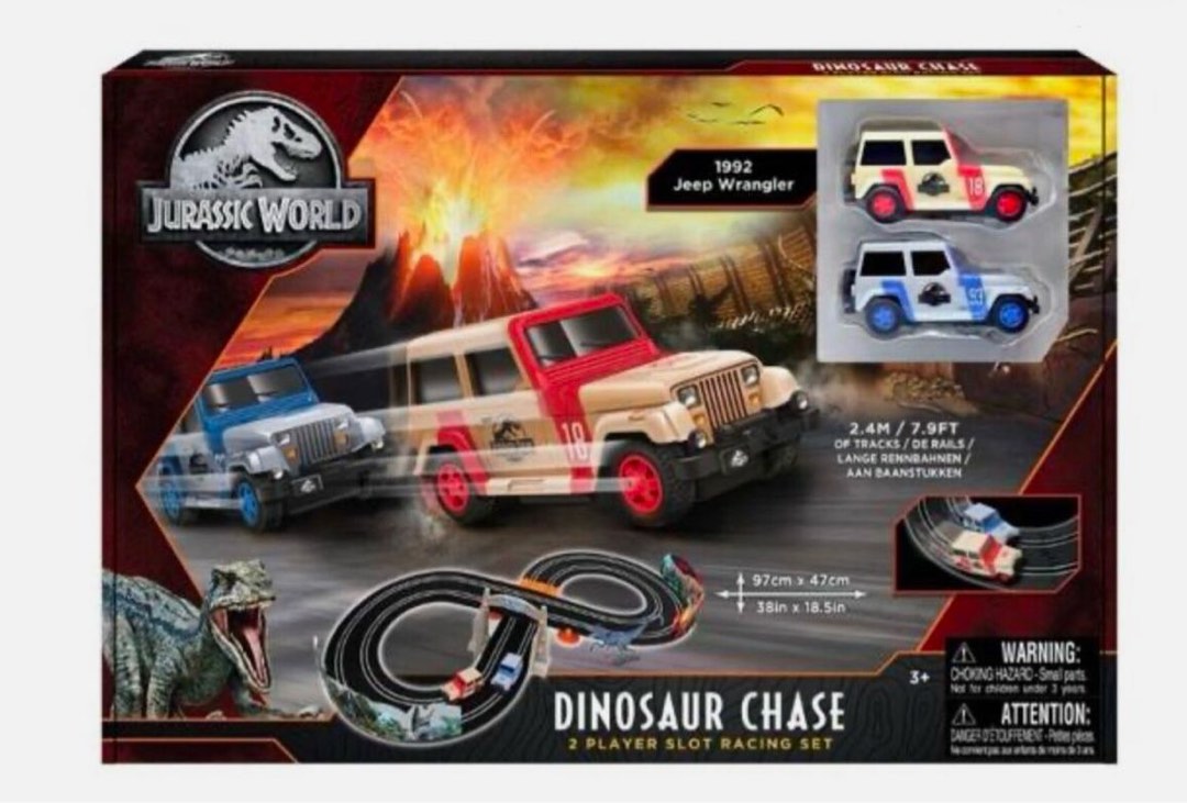 Remote Control Jurassic World Dinosaur Chase two-player slot racing set ...
