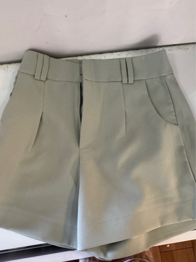 Sage green shorts, Women's Fashion, Bottoms, Shorts on Carousell