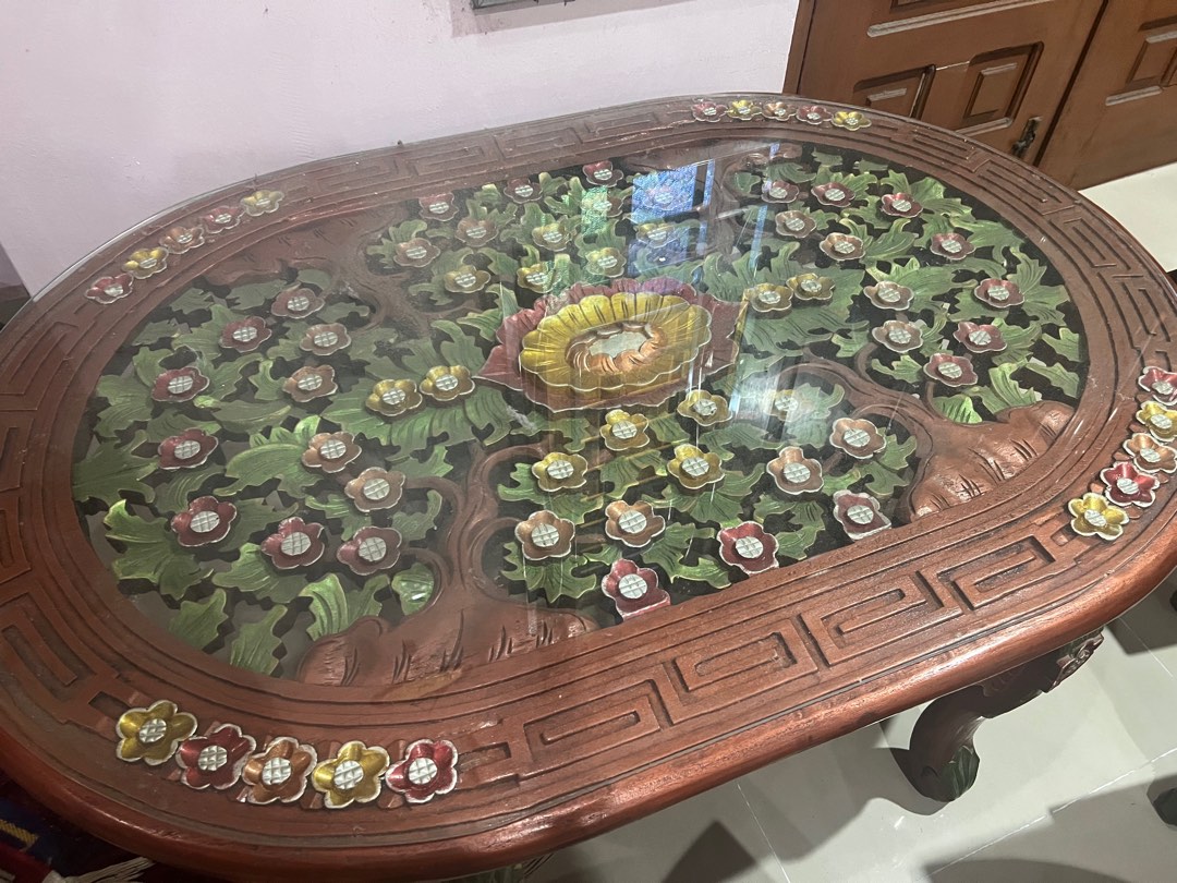 Set Meja Jati Jepun Oshin (6 seater), Furniture & Home Living ...