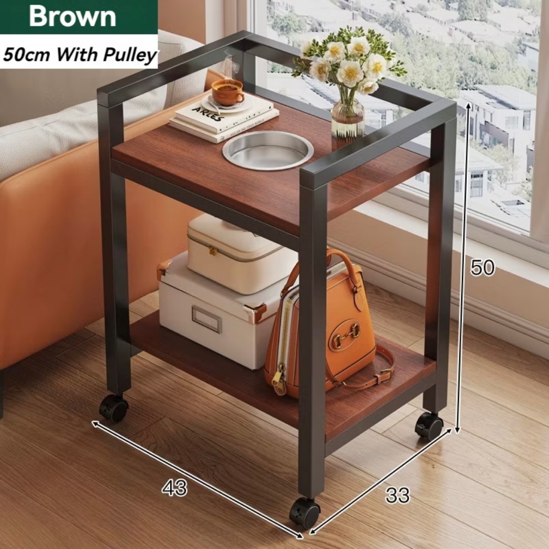 Side Coffee Table With Wheels | Double Layered Living Room Side Table ...