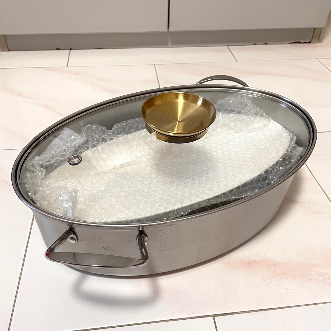 Stainless steel fish steamer oval pot set (rack + plate), TV & Home ...