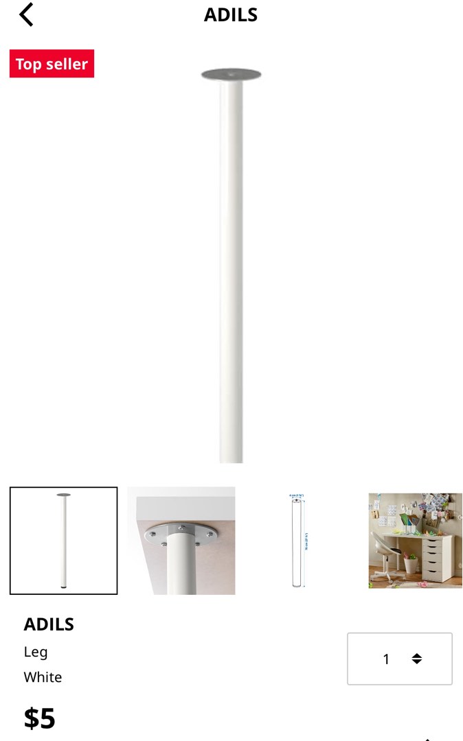 Used Ikea Adils table leg * 4, Furniture & Home Living, Furniture ...