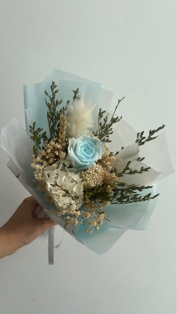 Single stalk blue preserved rose bouquet, Hobbies & Toys, Stationery ...