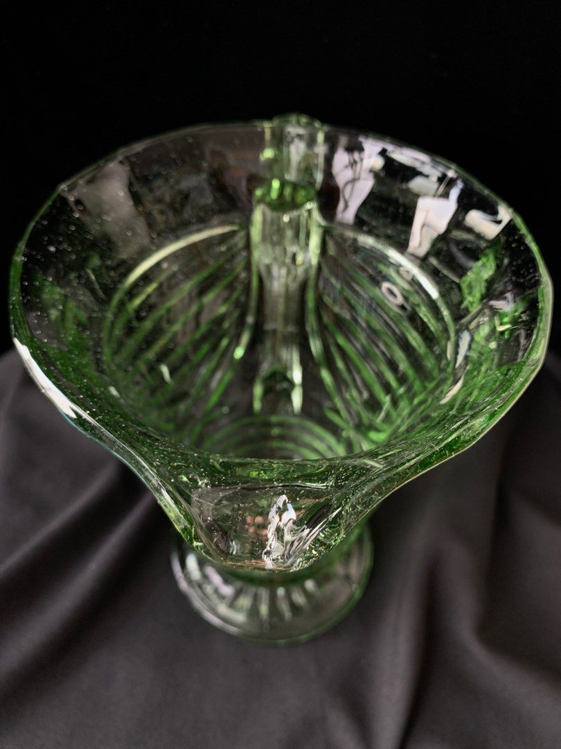 VINTAGE CIRCA 1930S 7” URANIUM SOWERBY PRESSED GREEN GLASS ART DECO ...