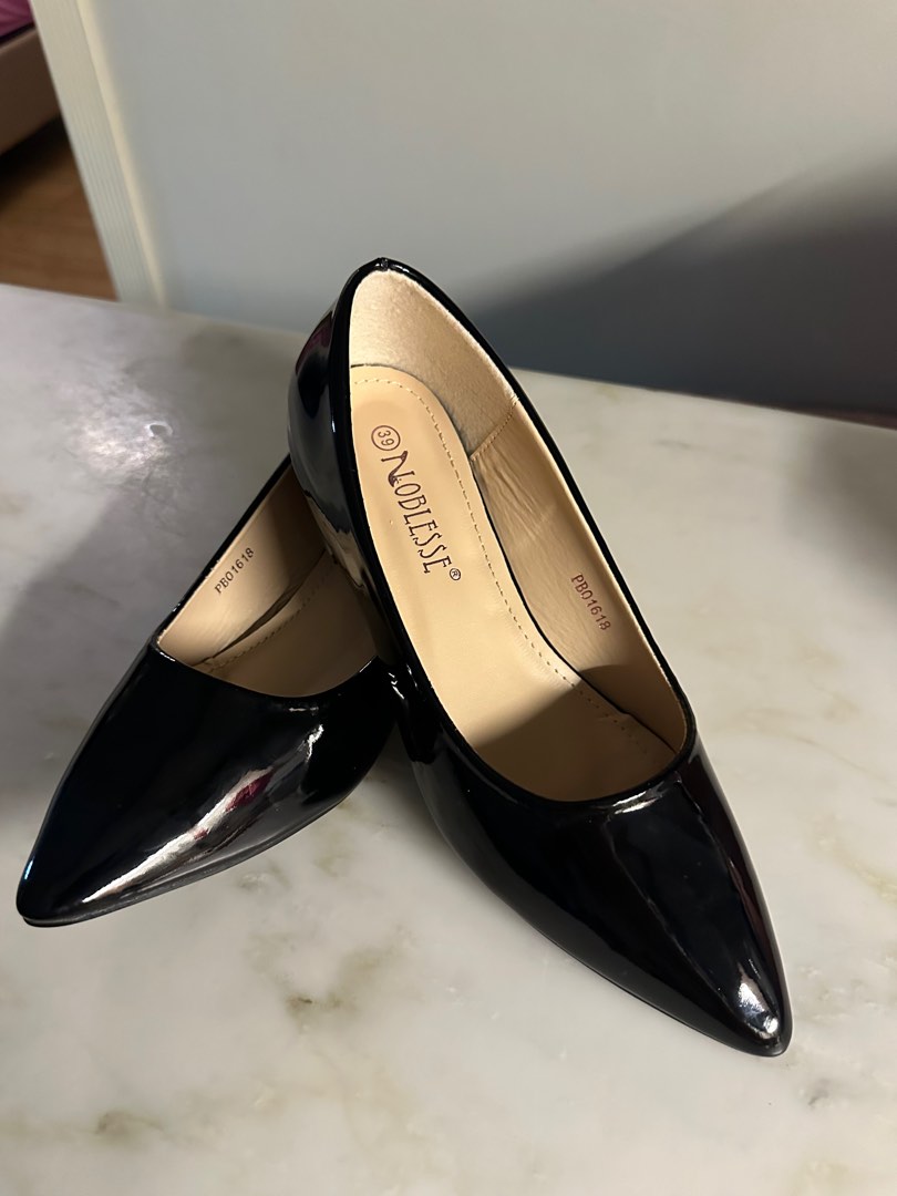 Women Pointed Toe Chunky Low Heel Shoes Black School Work Shoes, Women ...