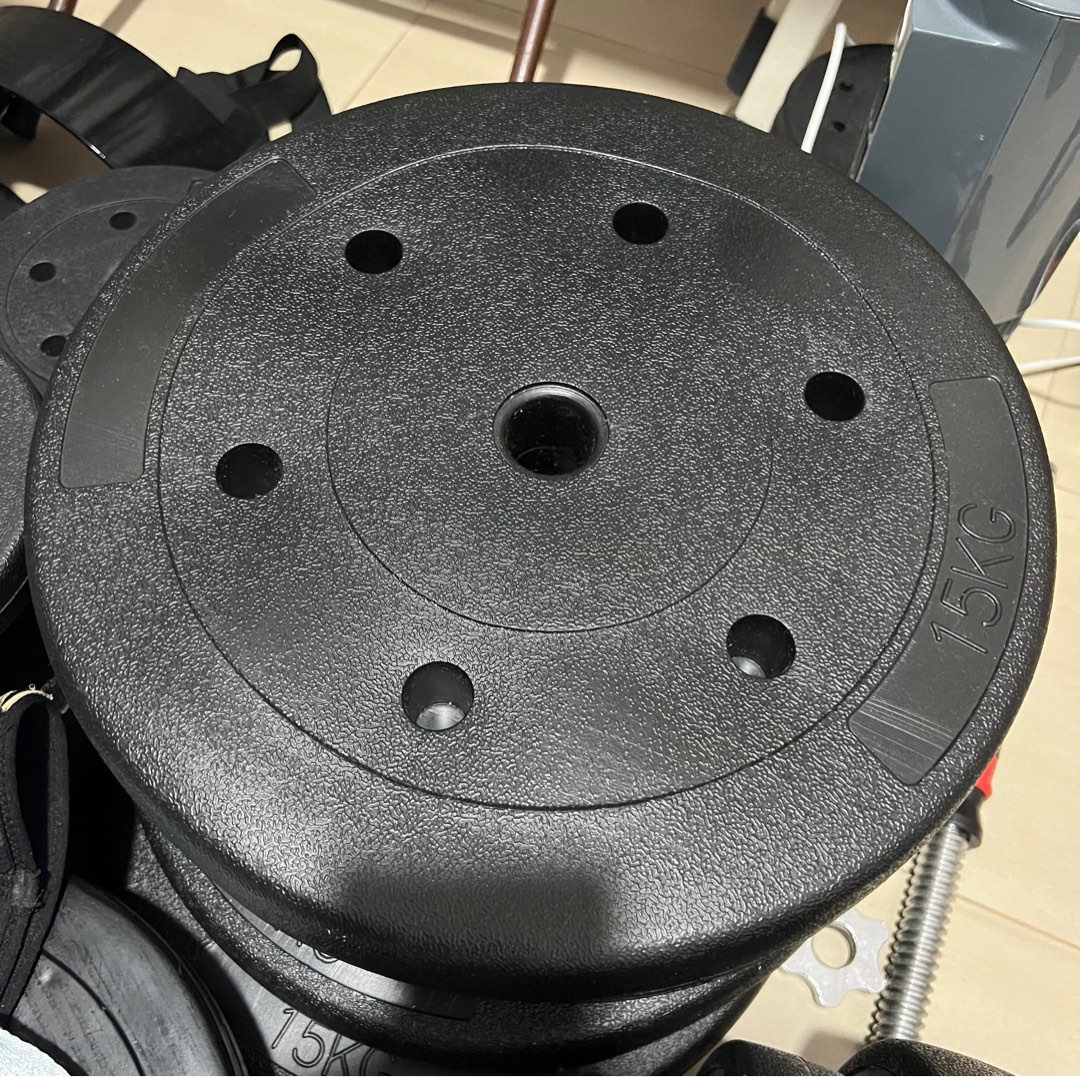 4 x 15kg PVC 1 inch dumbbell/barbell plates, Sports Equipment, Exercise ...