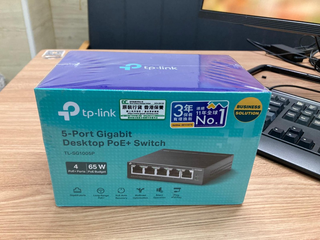 5-Port Gigabit Desktop Switch with 4-Port PoE+ (65w) NEW, 電腦＆科技, 電腦周邊及 ...