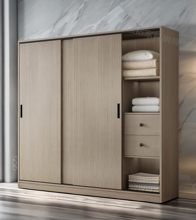 包送貨 Remiyah Wooden Sliding Door Wardrobe + Side Cabinet + Top Cabinet 木 ...
