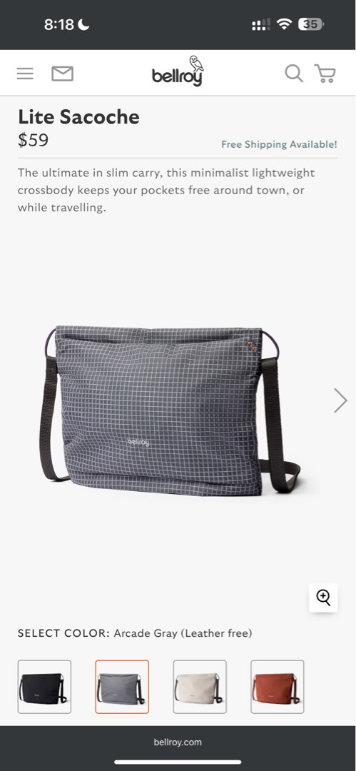 Bellroy Lite Sacoche Arcade Grey, Men's Fashion, Bags, Sling Bags on ...