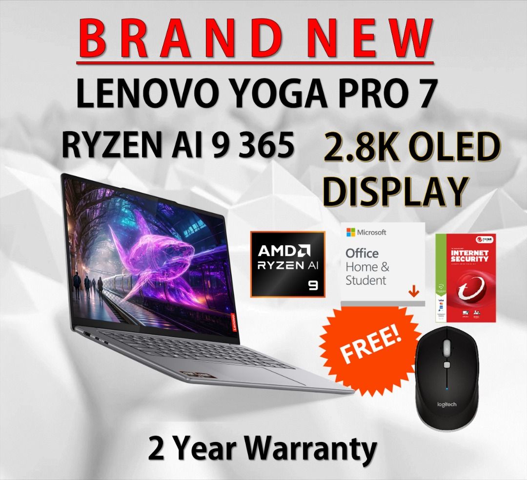 2025 LENOVO YOGA PRO 7 14" OLED 14ASP9 ( AMD Ryzen AI 9 365, 32GB DDR5 ...