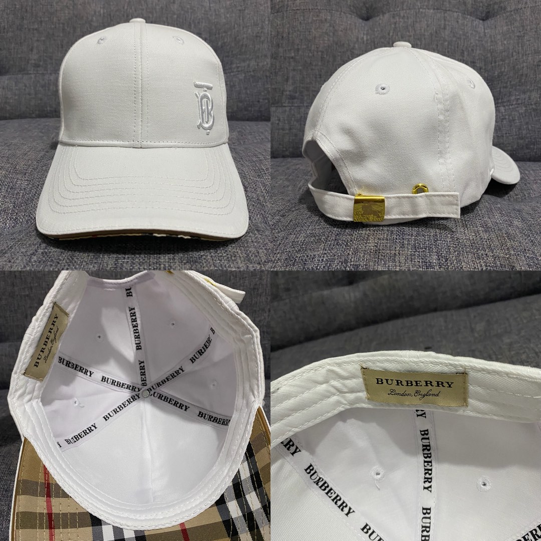 BURBERRY LONDON ENGLAND TB LOGO PLAIN BASEBALL CAP (White), Men's ...