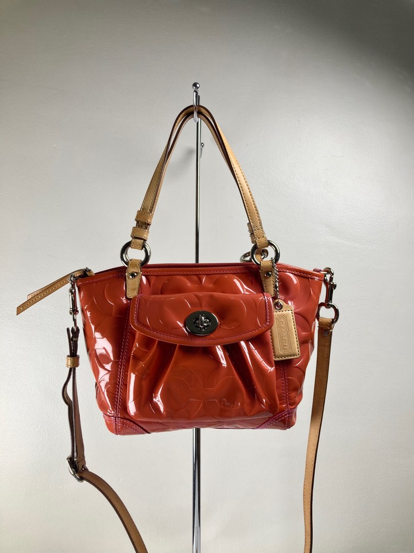 Coach red-ish patent leather 2 way bag, Luxury, Bags & Wallets on Carousell
