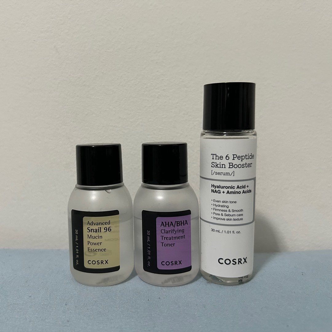COSRX Combo: Advanced Snail Mucin Essence, AHA/BHA toner, Peptide Skin ...