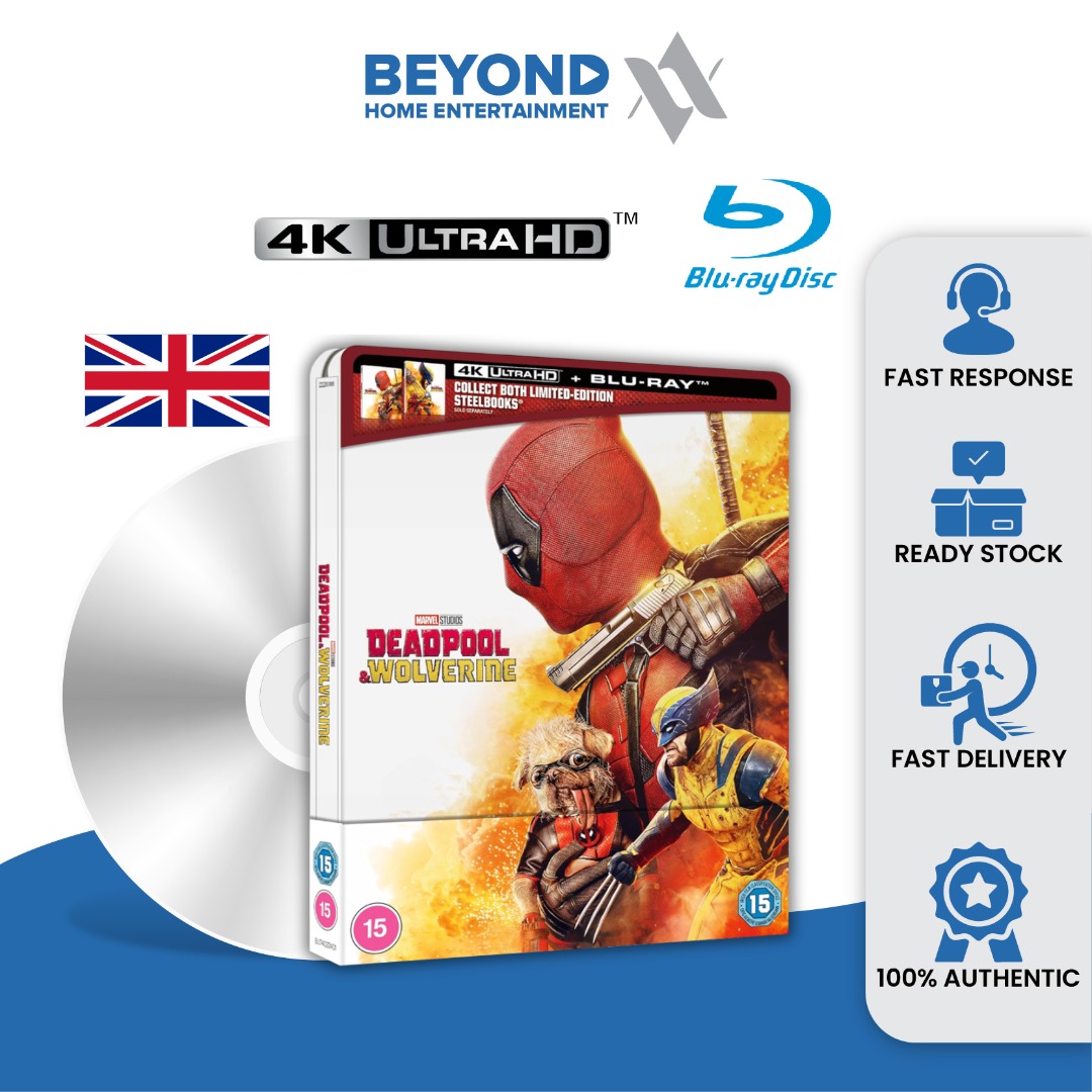 Deadpool and Wolverine Limited Edition Deadpool Art Steelbook (UK Import) [4K Ultra HD + Bluray ...