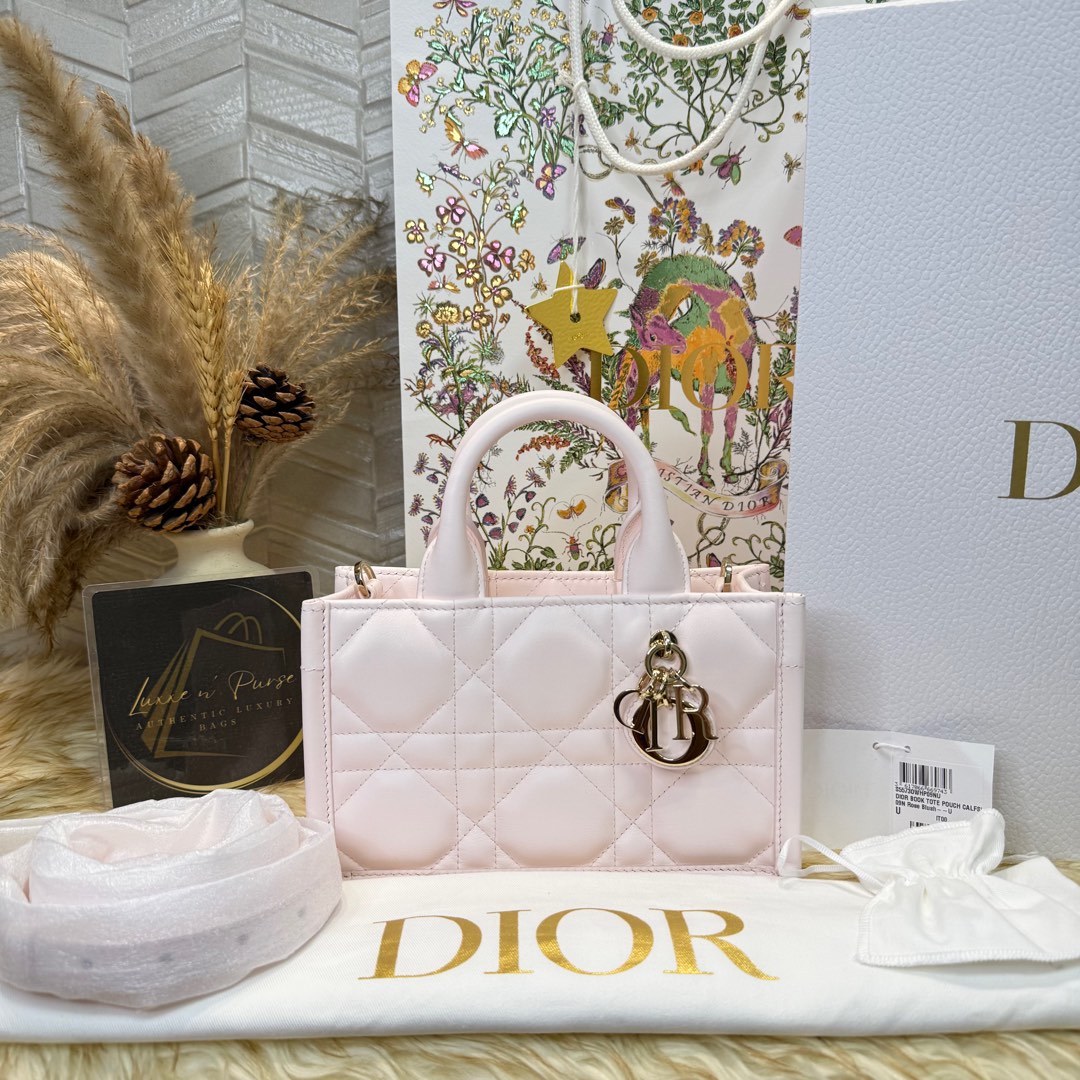 Dior Mini Book Tote in Macrocannage Leather, Luxury, Bags & Wallets on Carousell