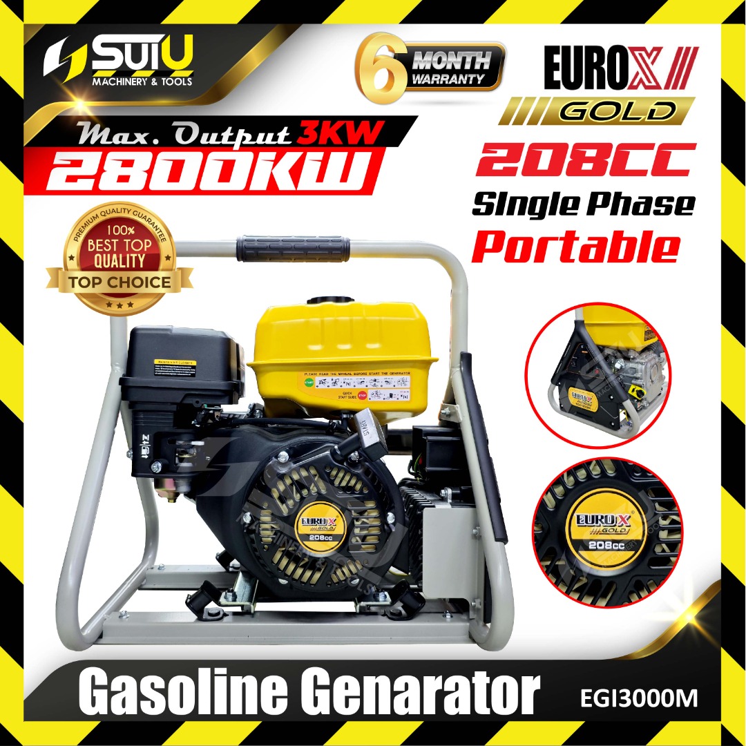 EUROX GOLD EGI3000M 208CC Gasoline Inverter Generator / Penjana 2.8kW, Furniture & Home Living ...