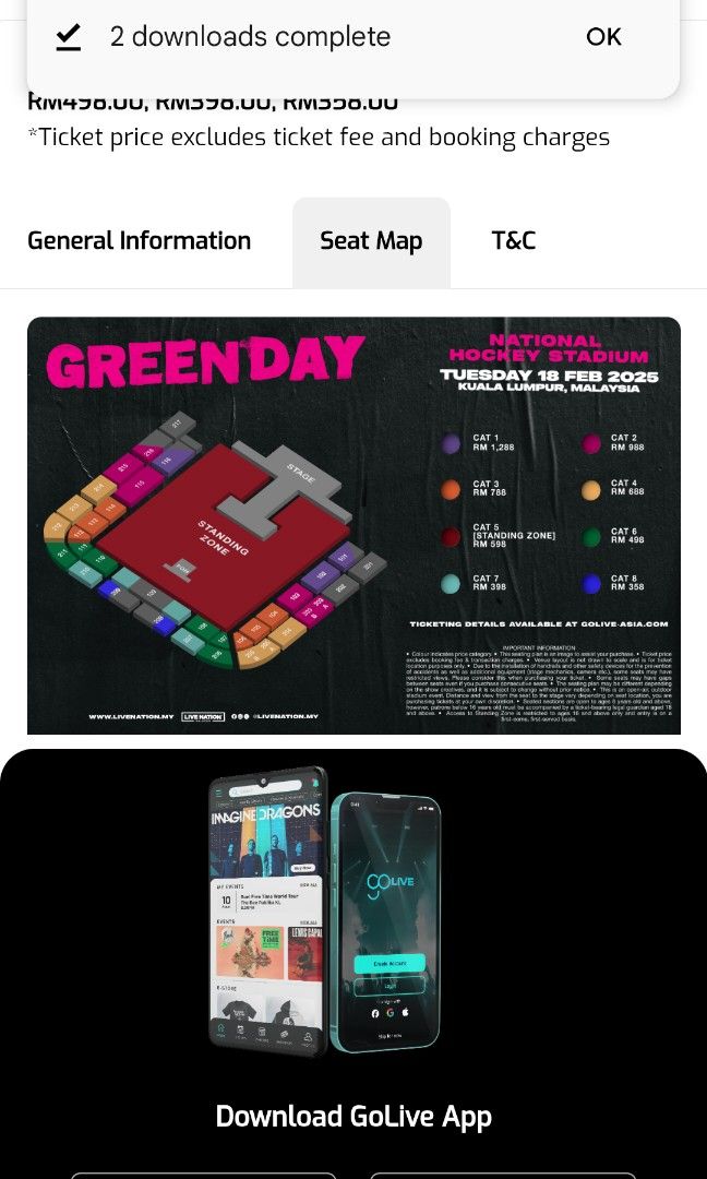 Greenday Standing Zone, Tickets & Vouchers, Event Tickets on Carousell