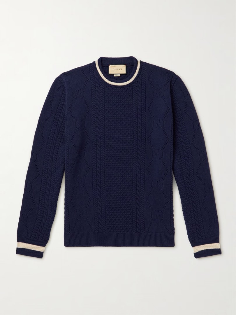 Gucci Cable Knit Sweater, Men's Fashion, Coats, Jackets and Outerwear ...