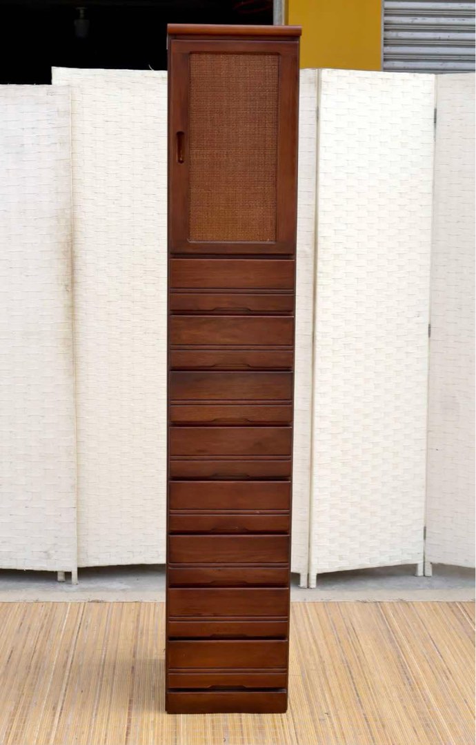 JAPAN SURPLUS FURNITURE SLIM CABINET WITH DRAWER WITH RATTAN DOOR ...