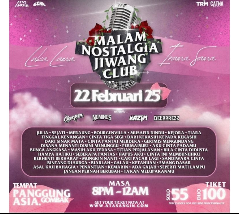 Malam Nostalgia Jiwang Club, Tickets & Vouchers, Event Tickets on Carousell