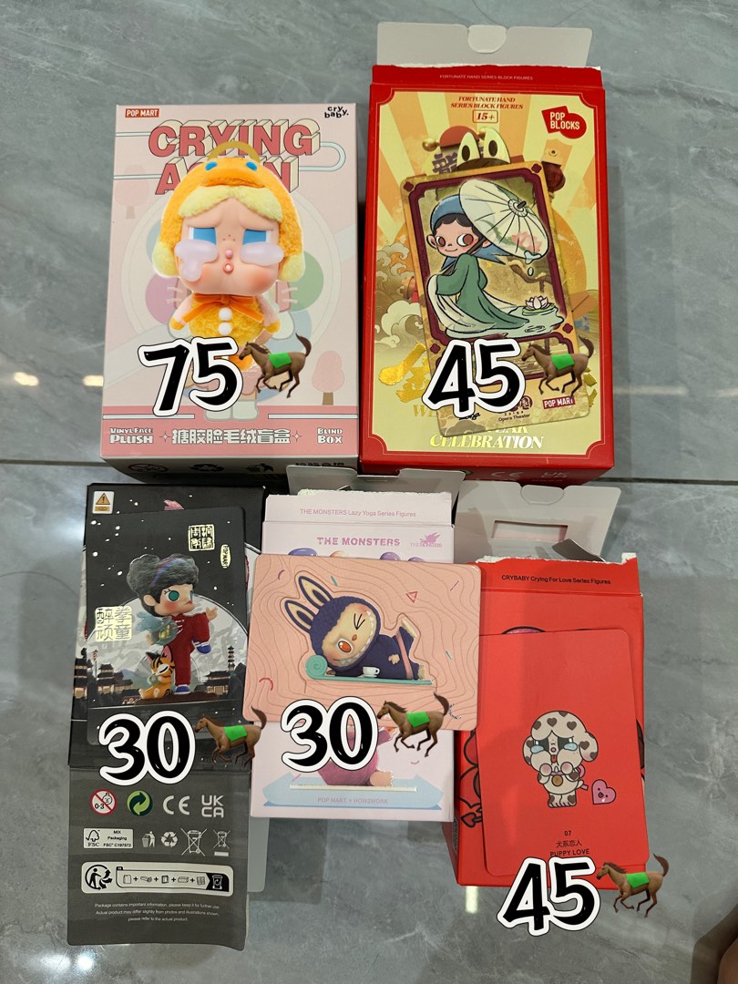 Popmart blind box clear stock - labubu/crybaby/zsiga/molly, Hobbies ...