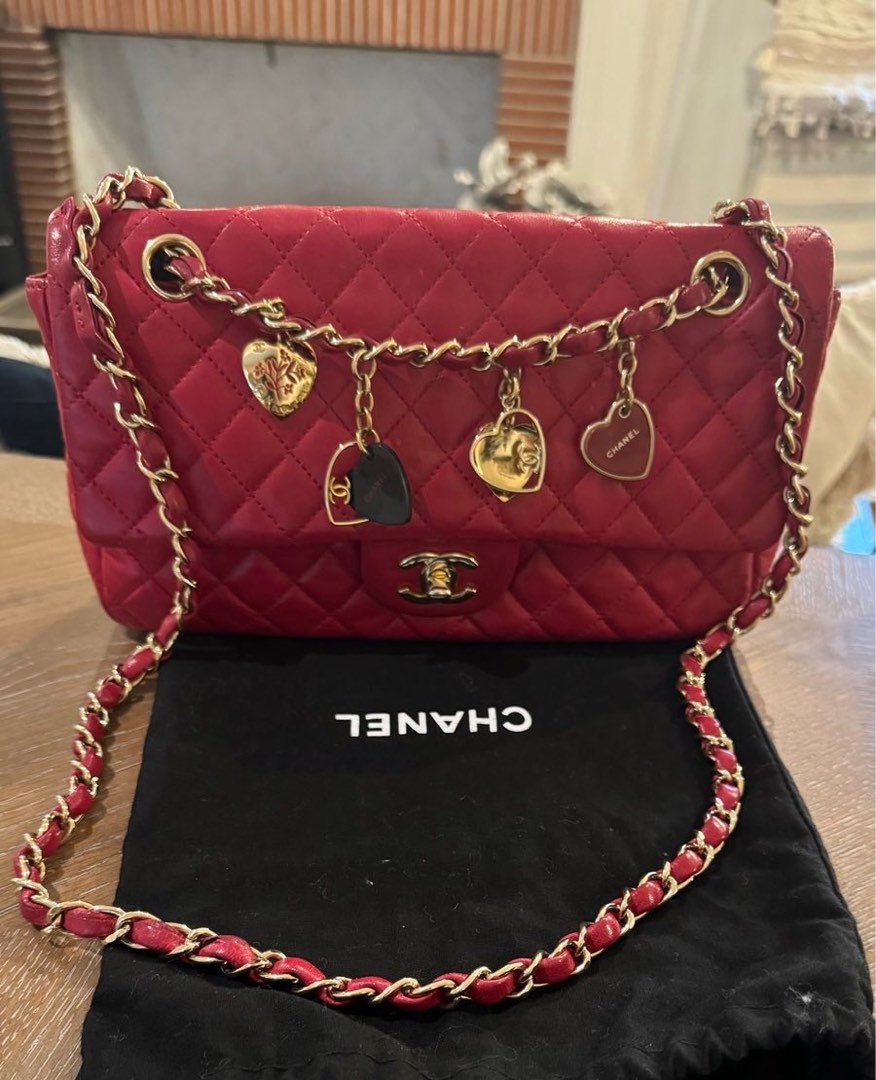 Red Chanel Single Flap Valentine Limited Edition, Luxury, Bags ...