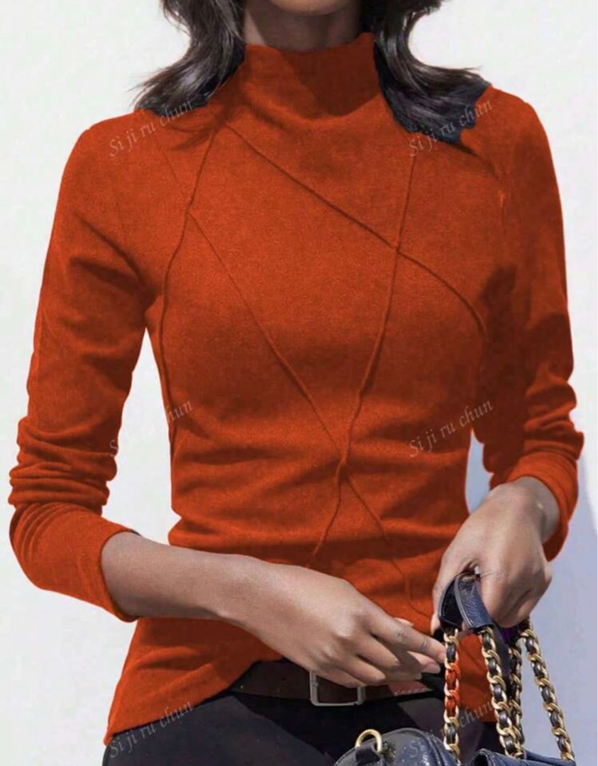 Rust Brown Top, Women's Fashion, Tops, Longsleeves on Carousell